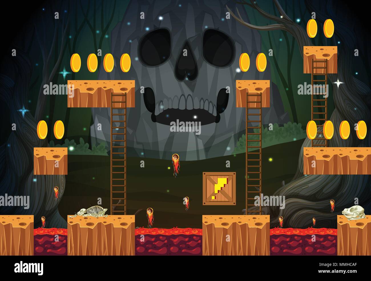 Spooky Ghost Dark Game Template illustration Stock Vector Image & Art ...