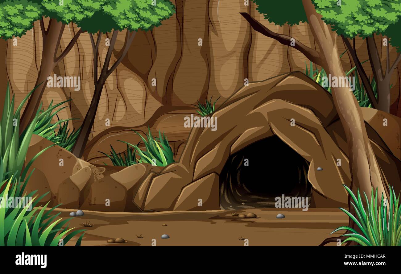 A Dark Rocky Cave from Outside illustration Stock Vector Image & Art ...