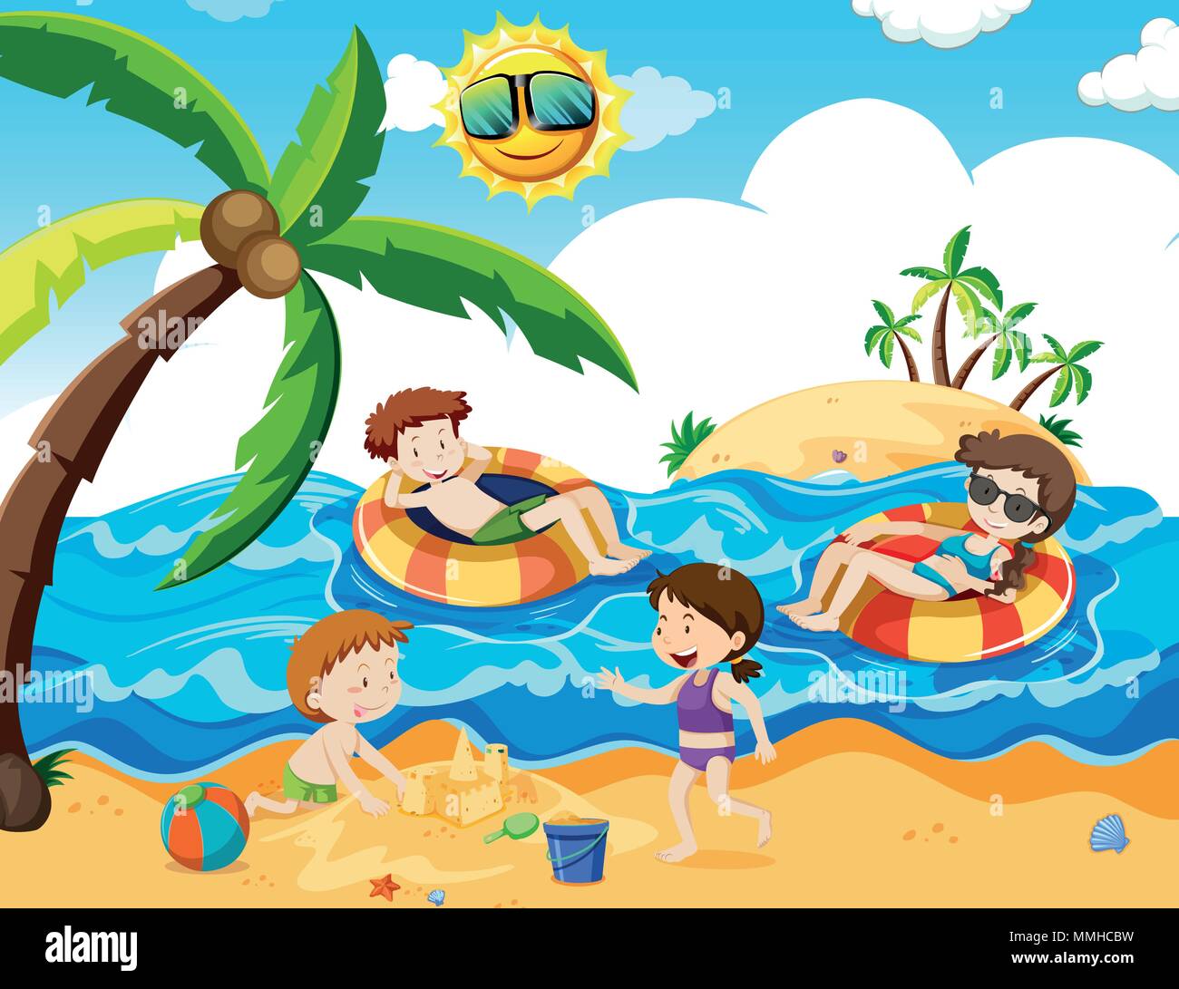 A Family Trip at th Beach illustration Stock Vector Image & Art - Alamy