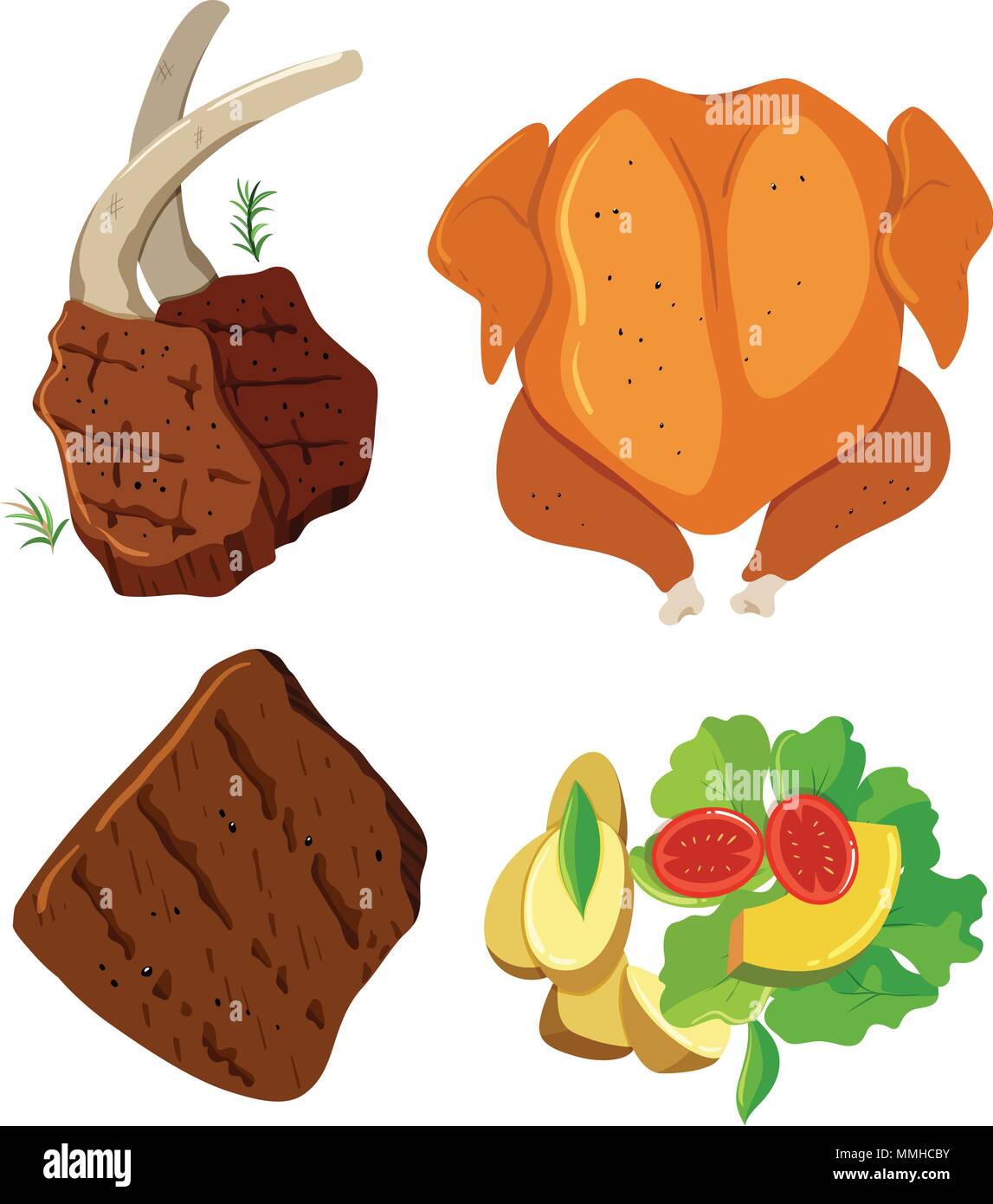 Meat Stake and Salad Set illustration Stock Vector Image & Art - Alamy