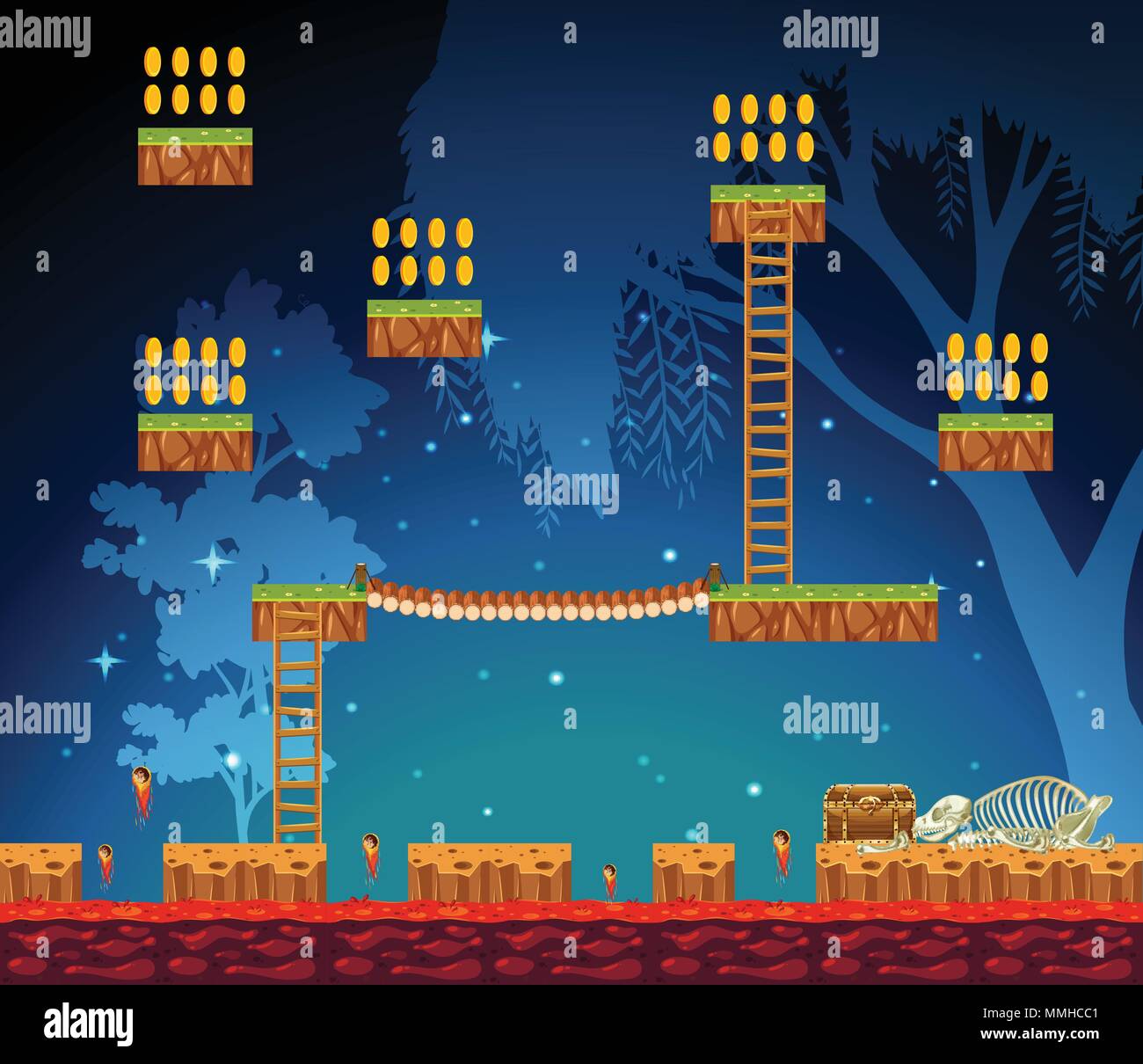 Game Template at Night Scene illustration Stock Vector Image & Art - Alamy