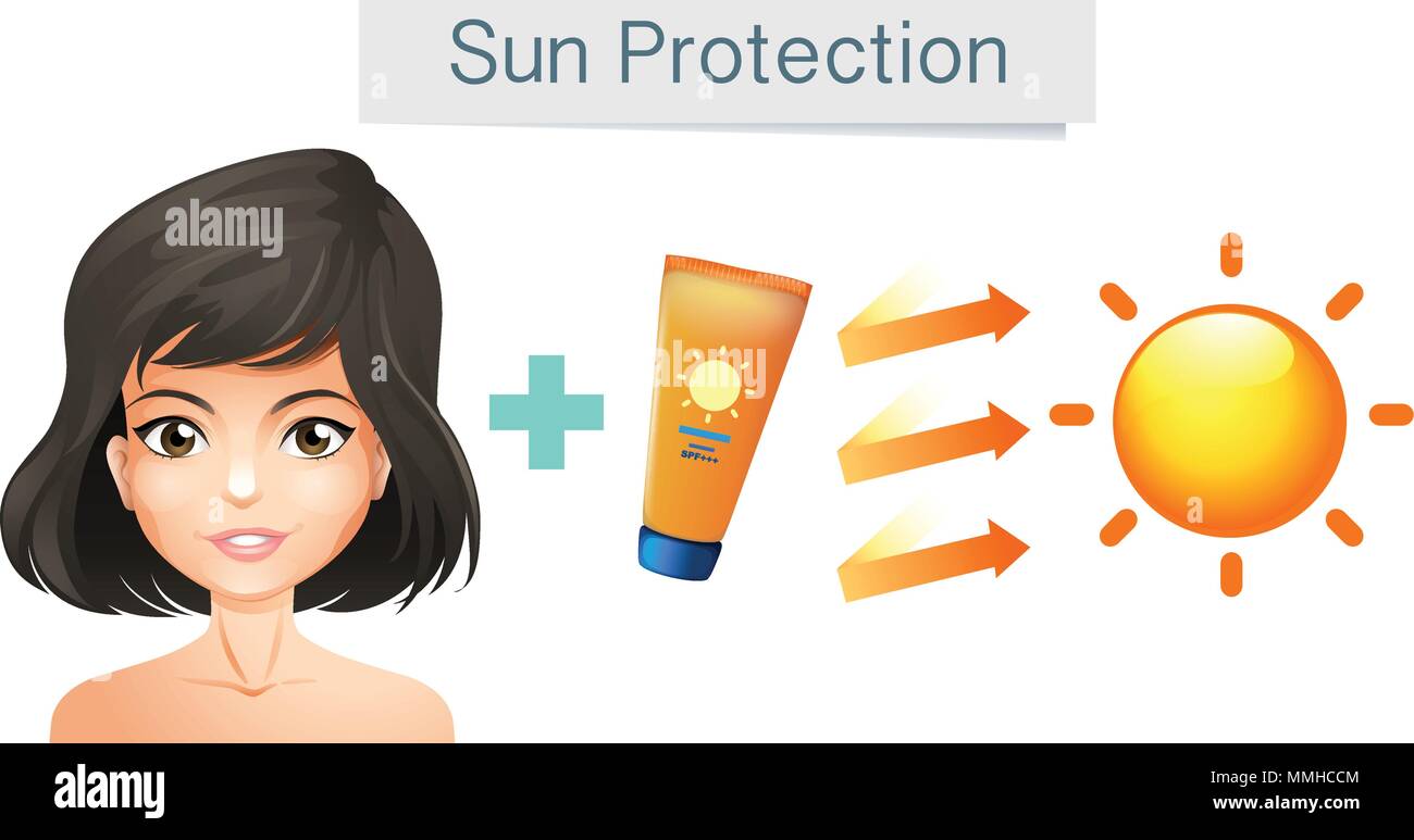 A Beautiful Woman Using Sun Protection illustration Stock Vector Image ...