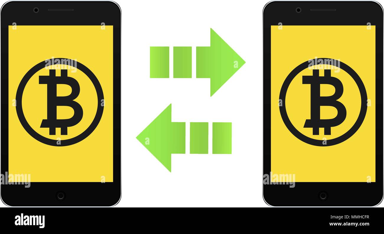 Bitcoin icon on cell phone. Mobile device and cryptocurrency symbol. E ...