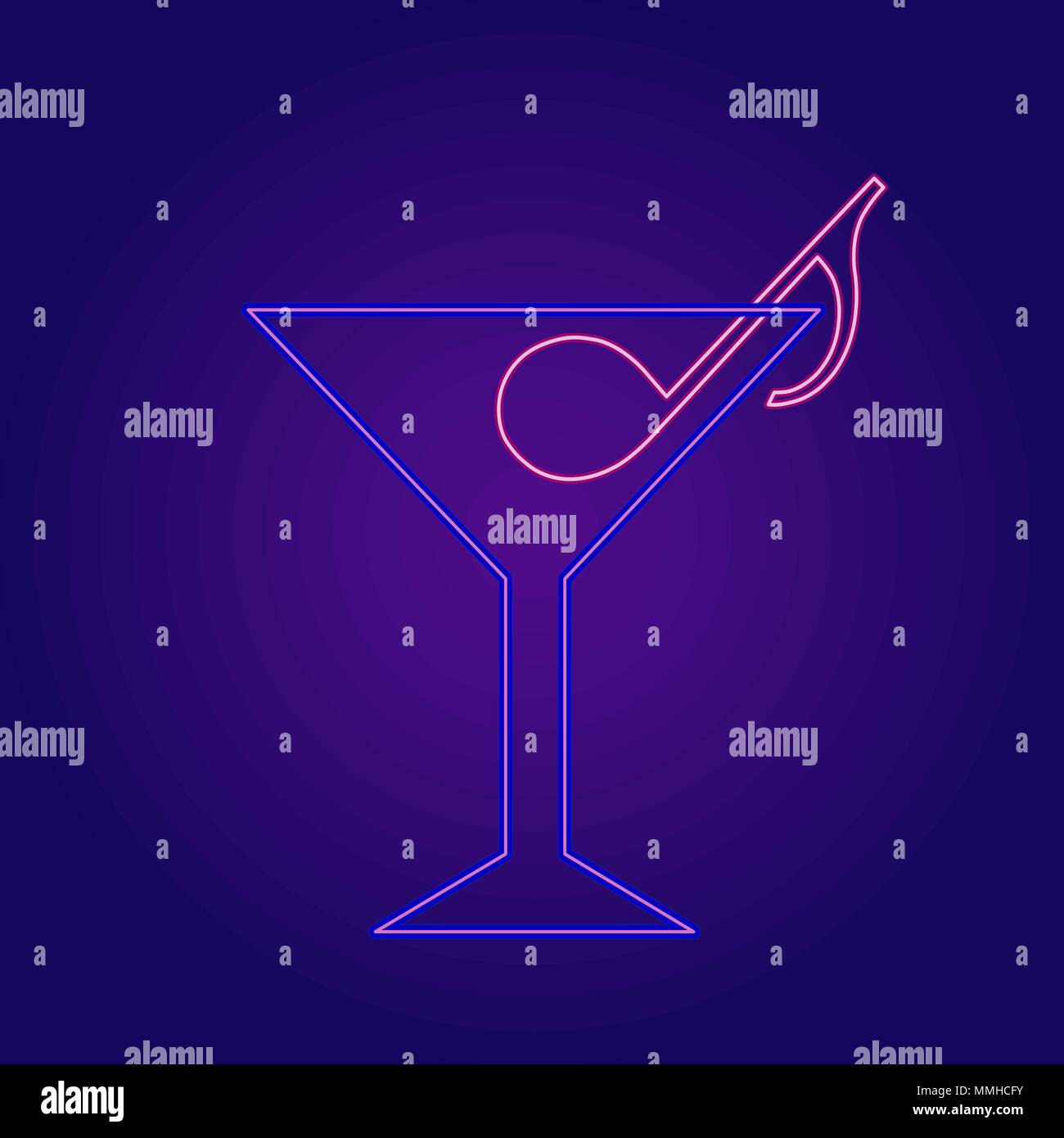 Neon cocktail with music note. Isolated vector illustration Stock ...