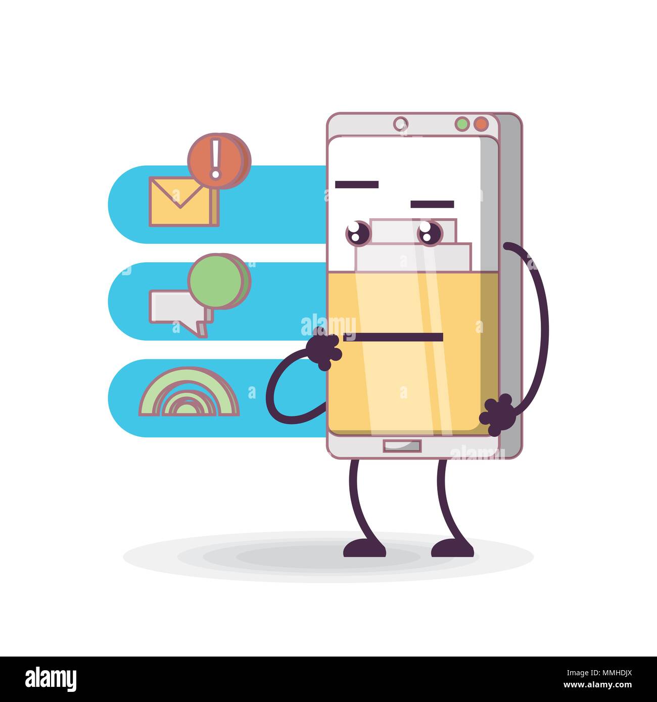 funny smartphone comic character vector illustration design Stock ...