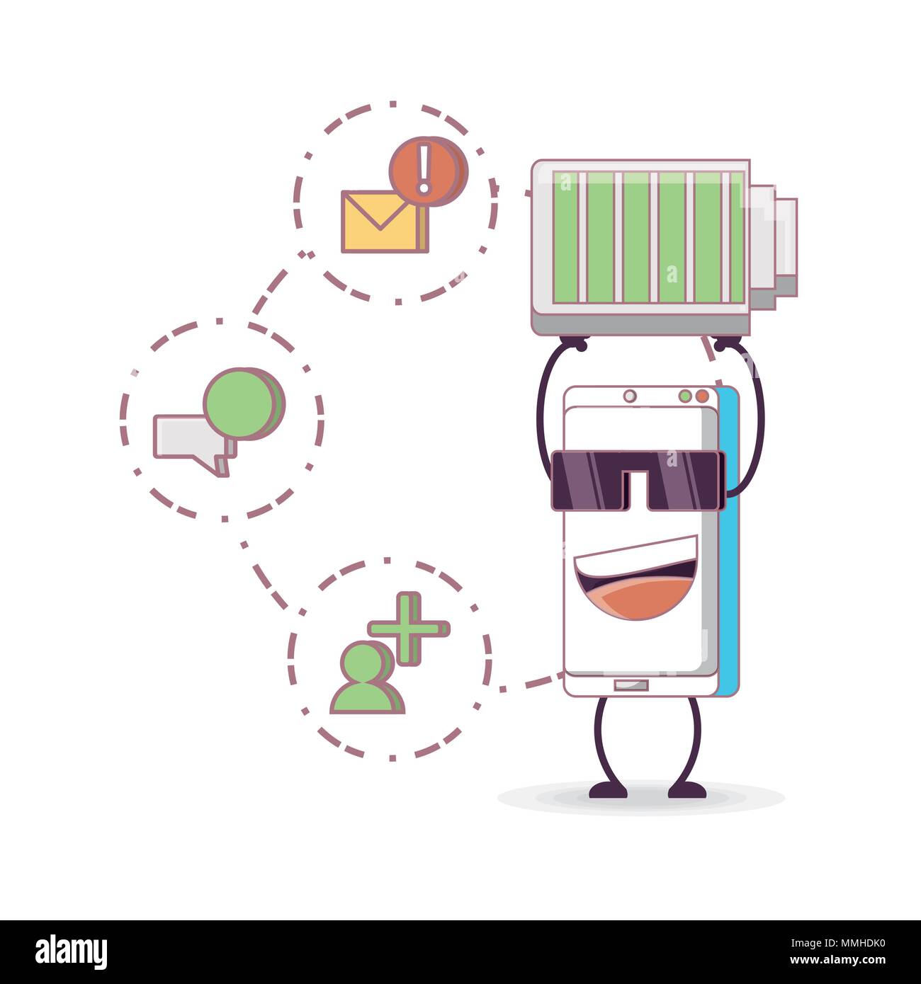 funny smartphone comic character vector illustration design Stock ...