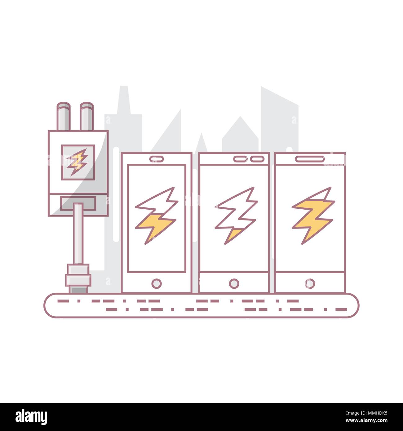 smartphones plug in charger battery vector illustration design Stock ...