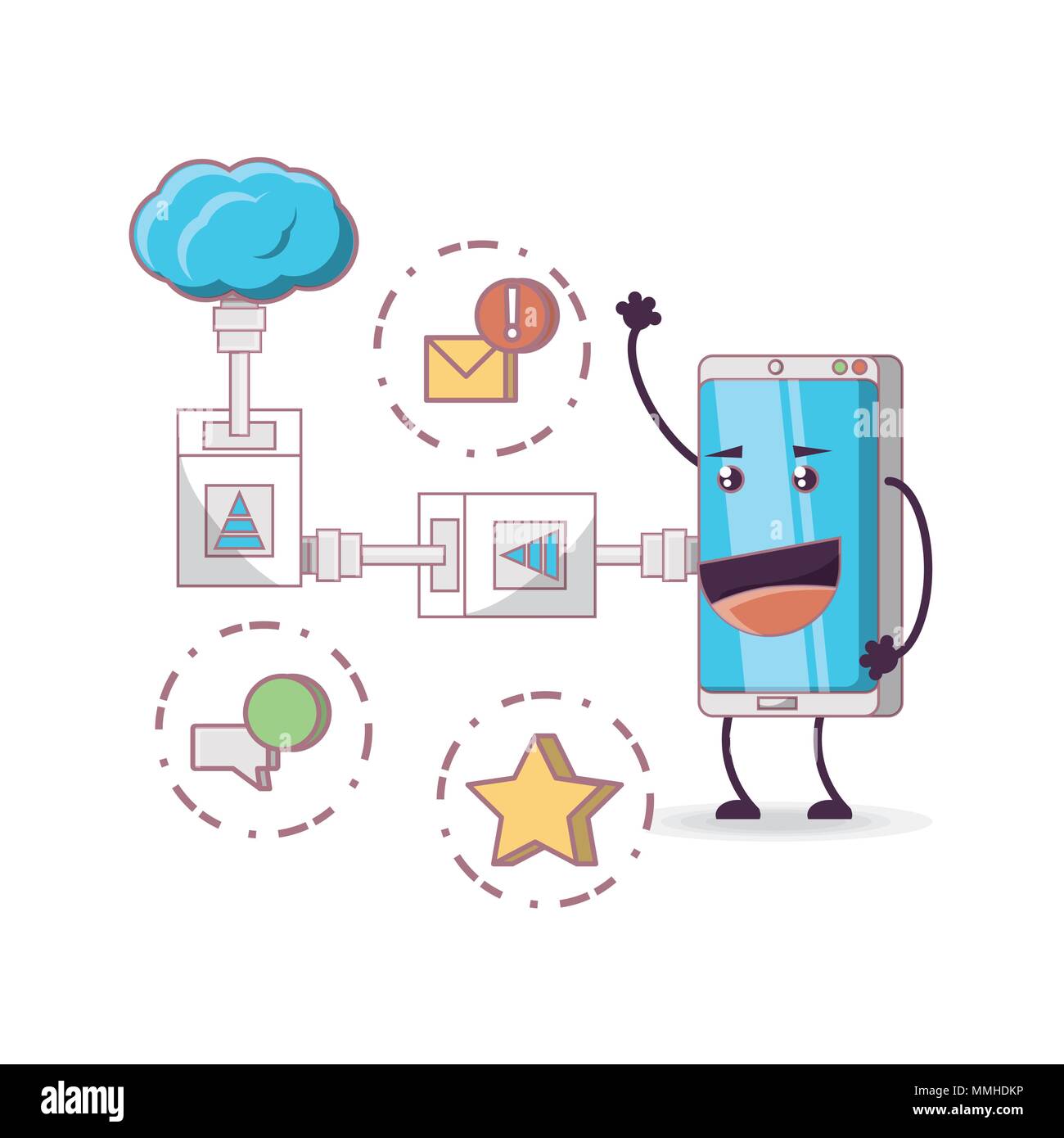 funny smartphone comic character vector illustration design Stock ...