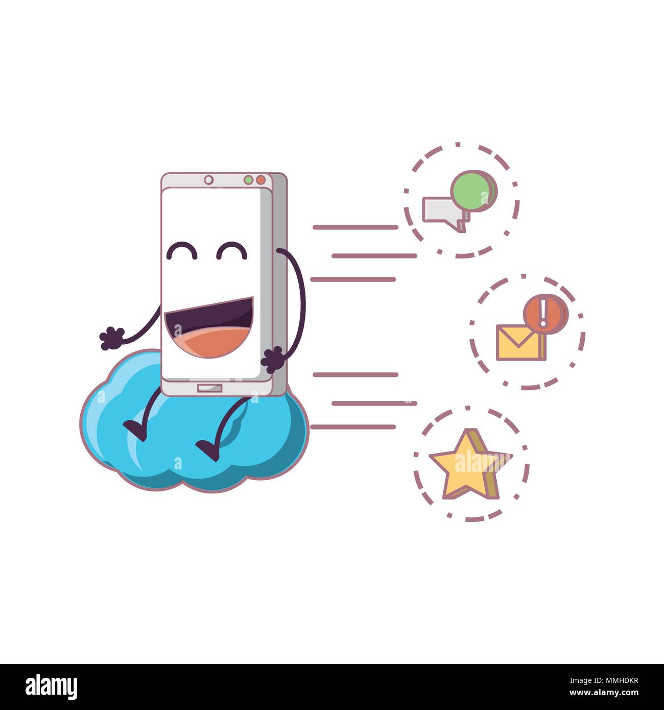 funny smartphone comic character vector illustration design Stock ...