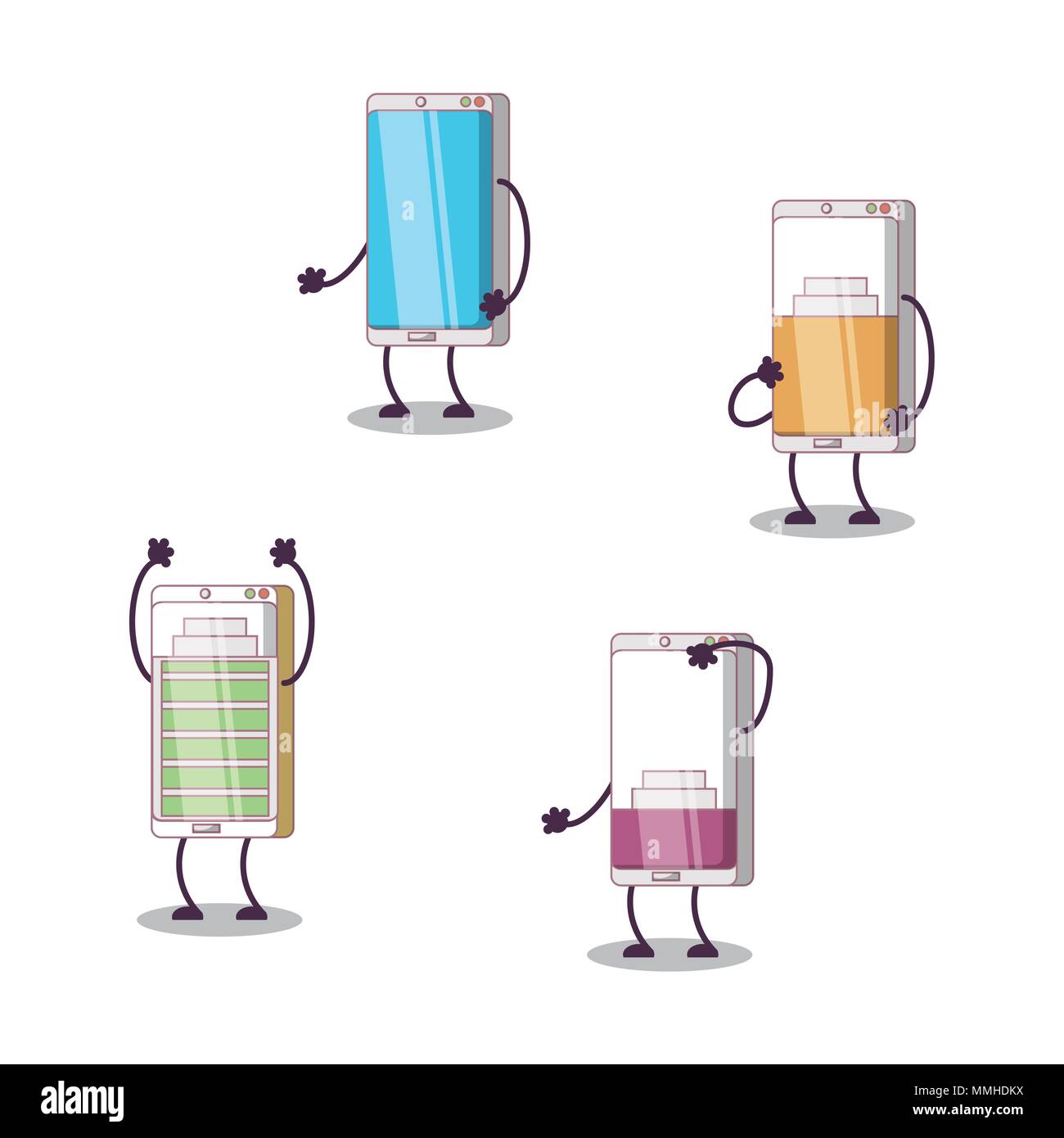 group of smartphones comic characters vector illustration design Stock ...
