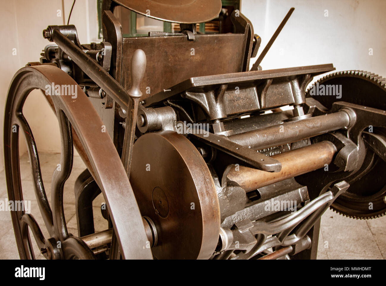 Antique printing press has been renovated for display in a Galapagos ...