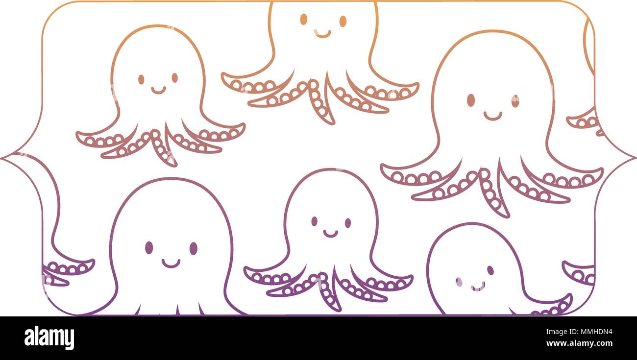 banner with cute octopus pattern over white background, vector ...