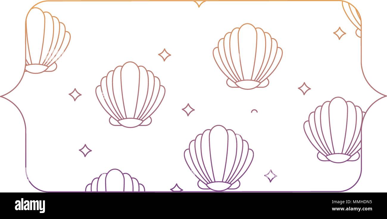 banner with seashell pattern over white background, vector illustration ...