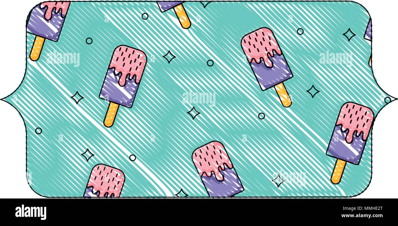 banner with ice cream bar pattern over white background, vector ...