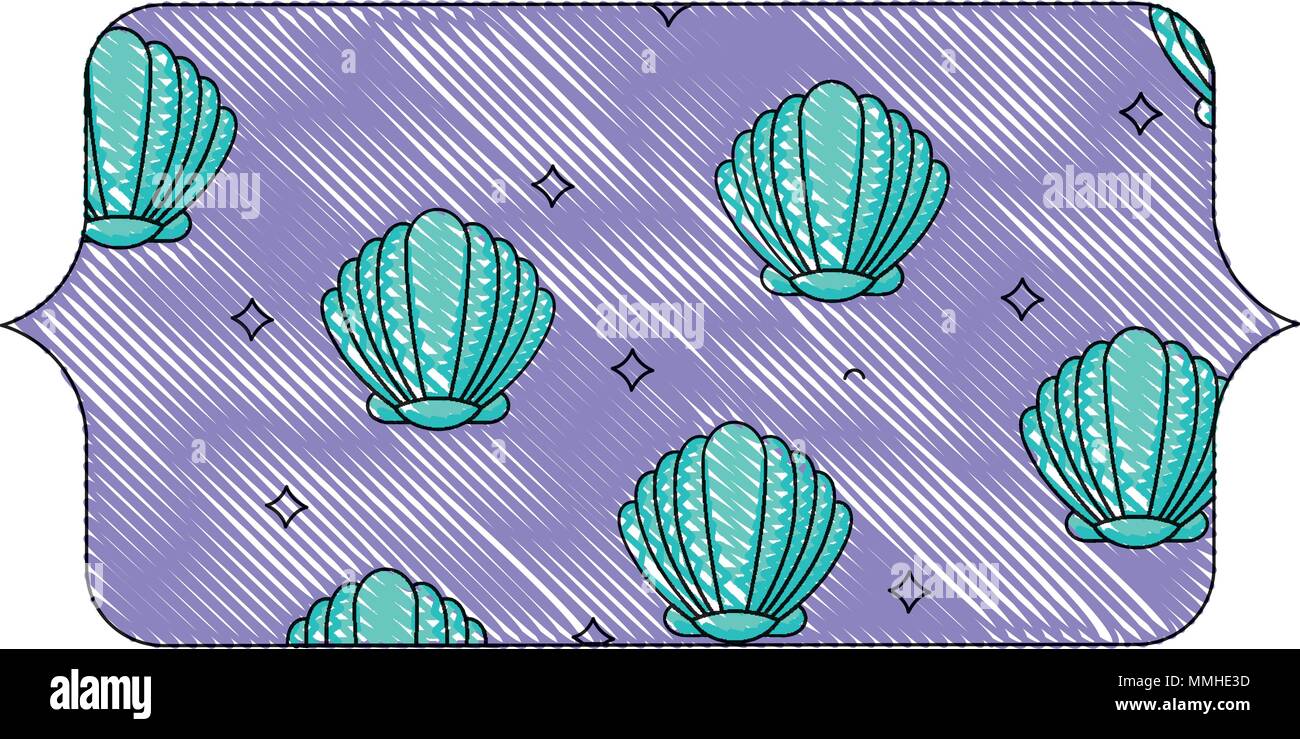 banner with seashell pattern over white background, vector illustration ...