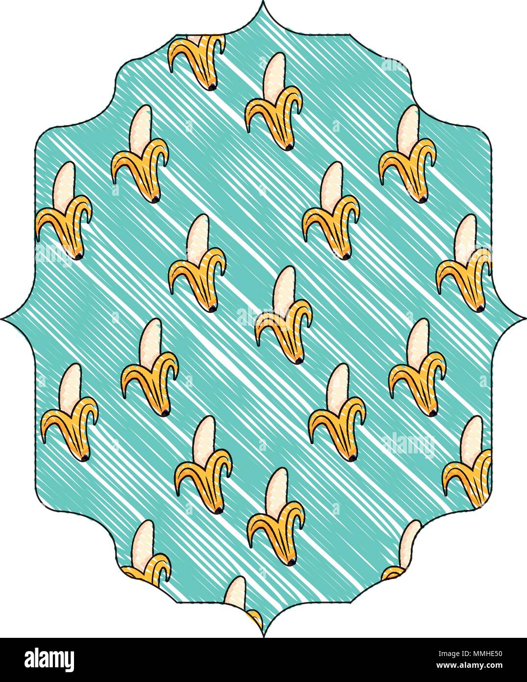 arabic frame with bananas pattern over white background, vector ...