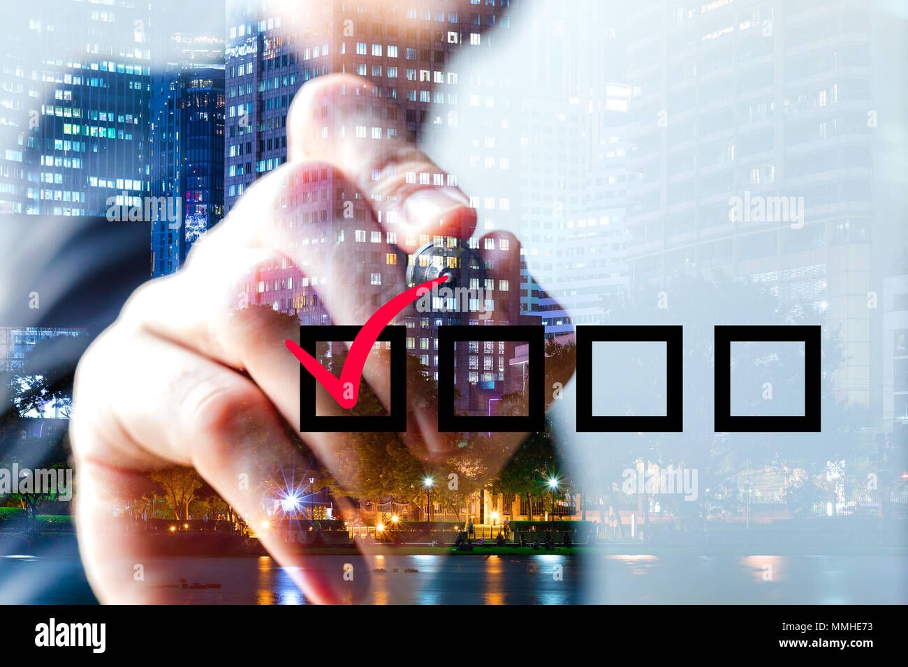 hand drawing check box Stock Photo - Alamy