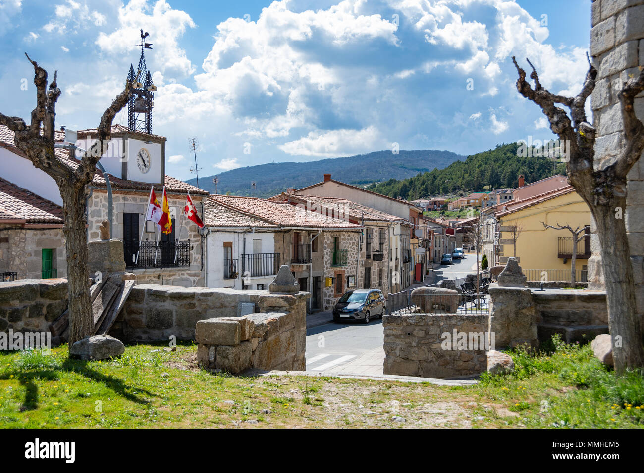 View of the main street of the town of Villatoro from the church of San ...