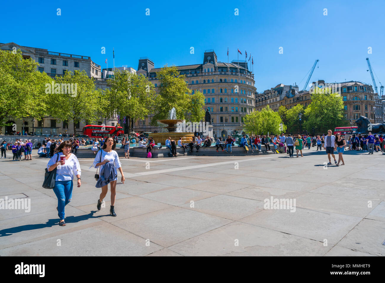 LONDON MAY 05, 2018: Trafalgar Square is a public square in central ...