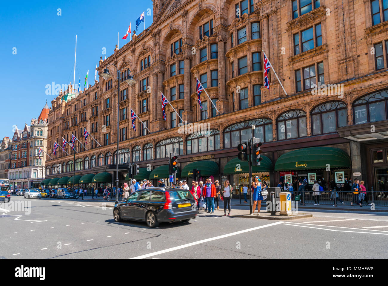 LONDON MAY 05, 2018: Harrods, now owned by the state of Qatar, is a ...