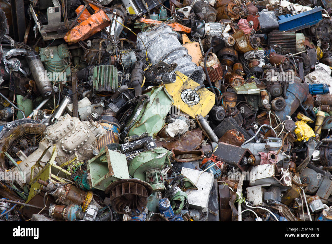 Mountain of scrap metal - predominantly ferrous metals. Enterprise for ...