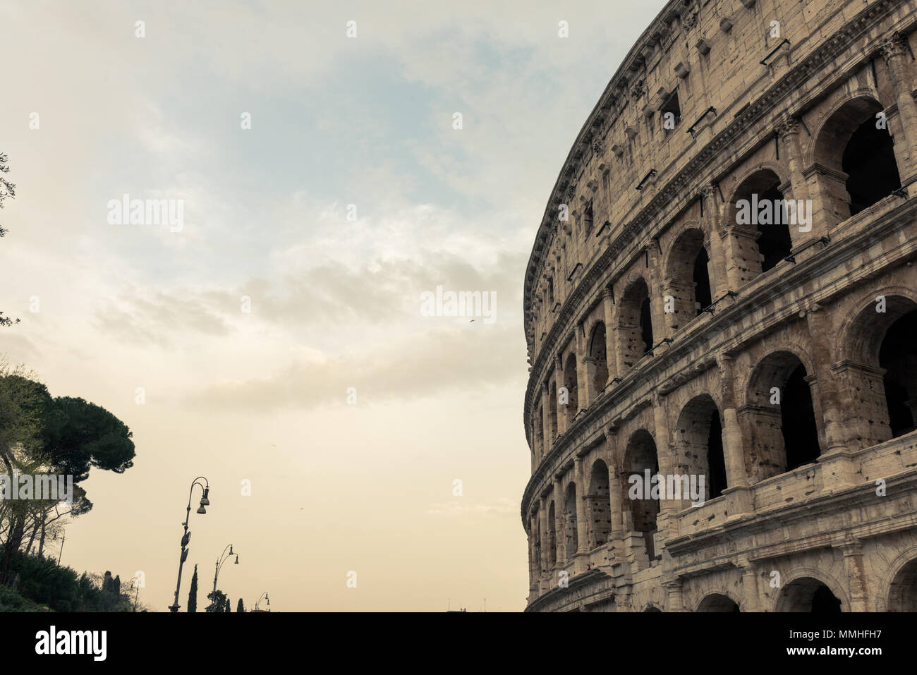 Wide angle picture of amazing architecture Coliseum, important landmark ...