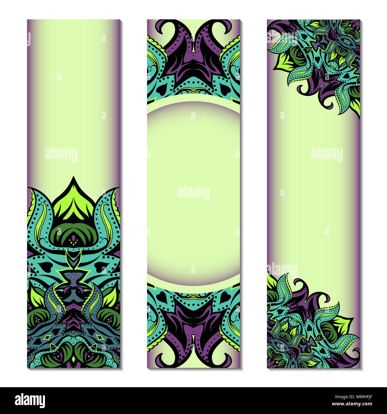 Vector banners templates with ornate round pattern Stock Vector Image ...