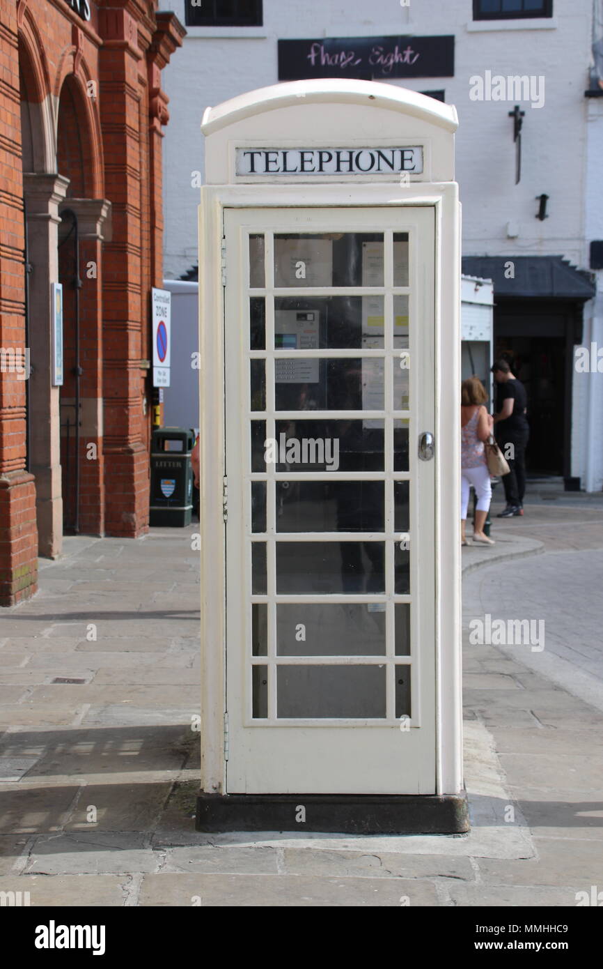White telephone box hi-res stock photography and images - Alamy