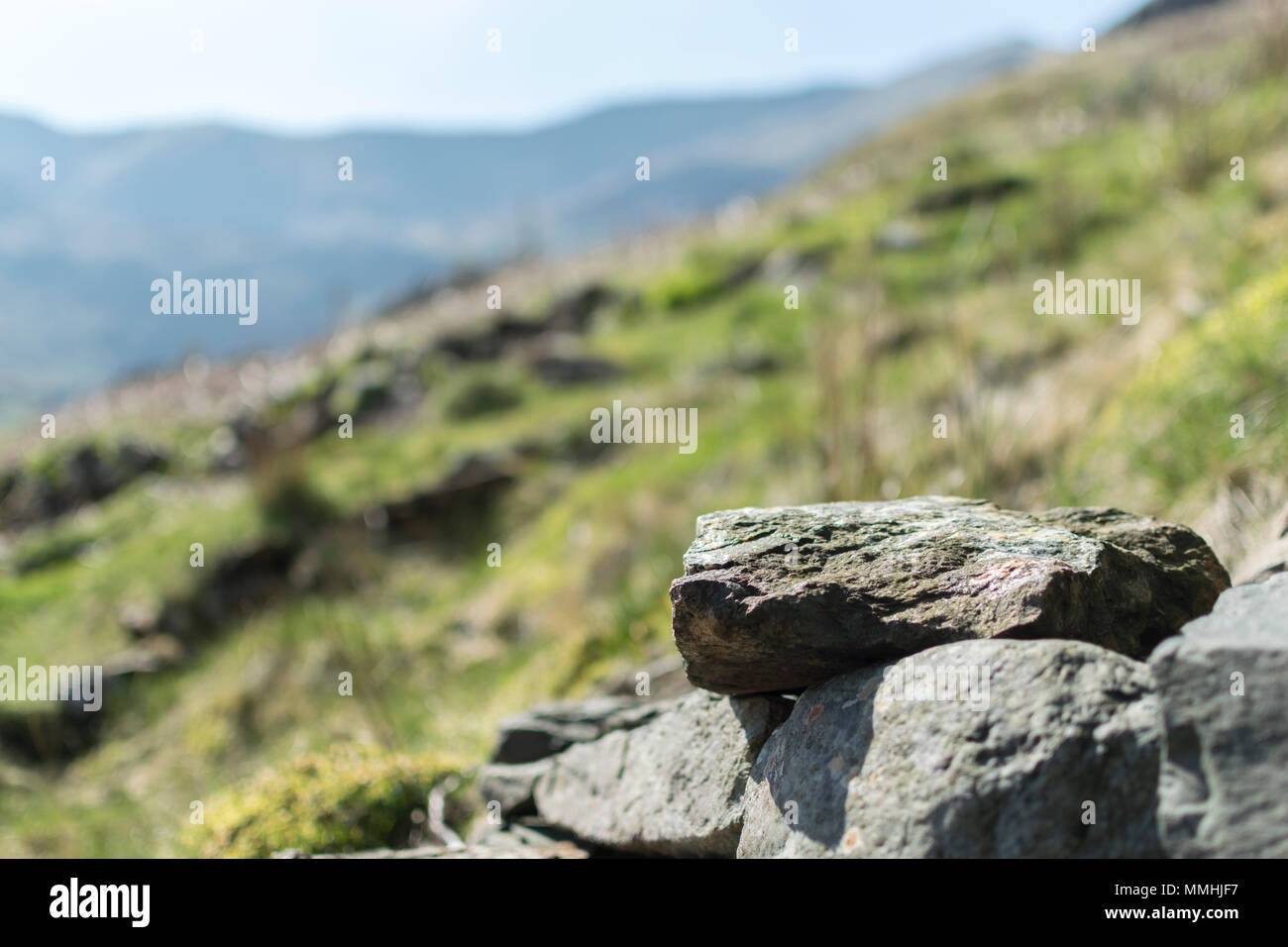 Drystone wall with the Coniston Fells behind Stock Photo - Alamy