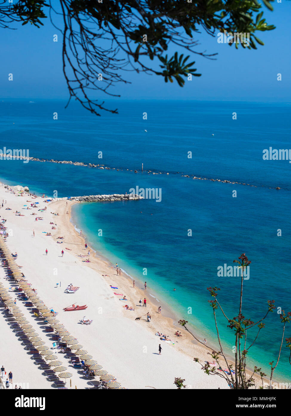 The wonderful and unspoiled beach of Numana, mount Conero, Italy Stock ...