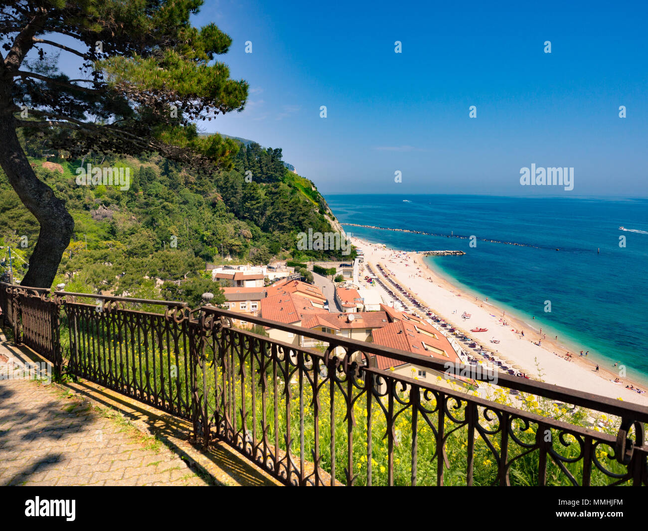 The wonderful and unspoiled beach of Numana, mount Conero, Italy Stock ...