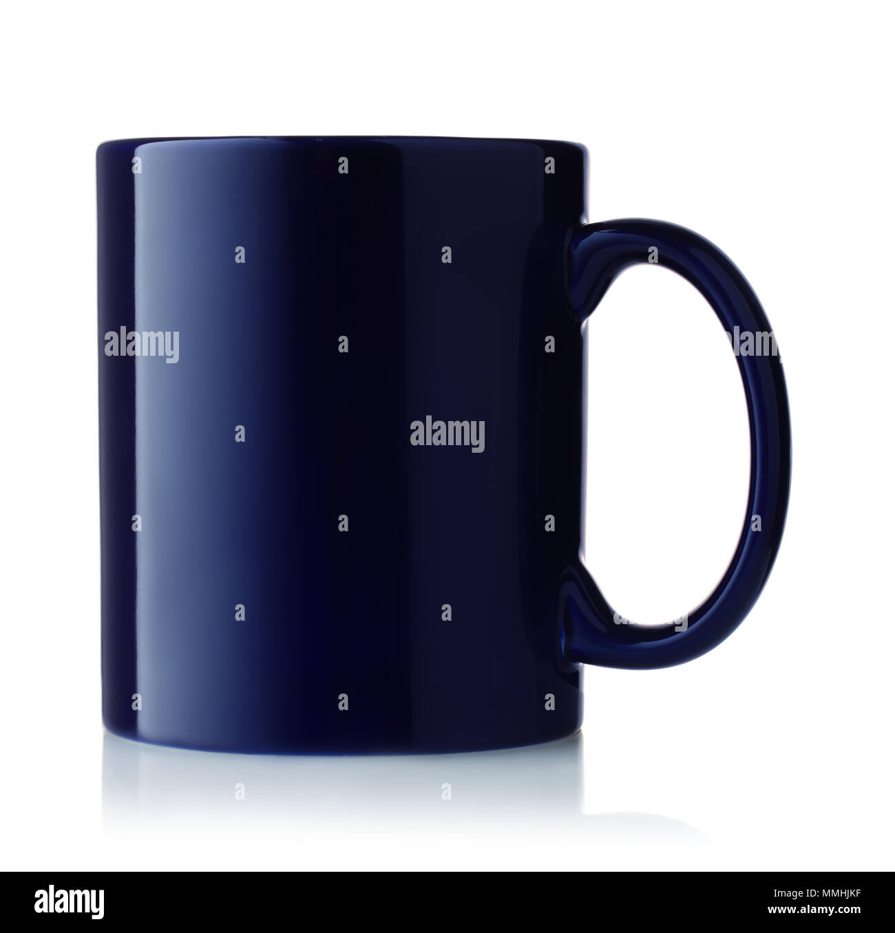 Side view of blue coffee mug isolated on white Stock Photo - Alamy