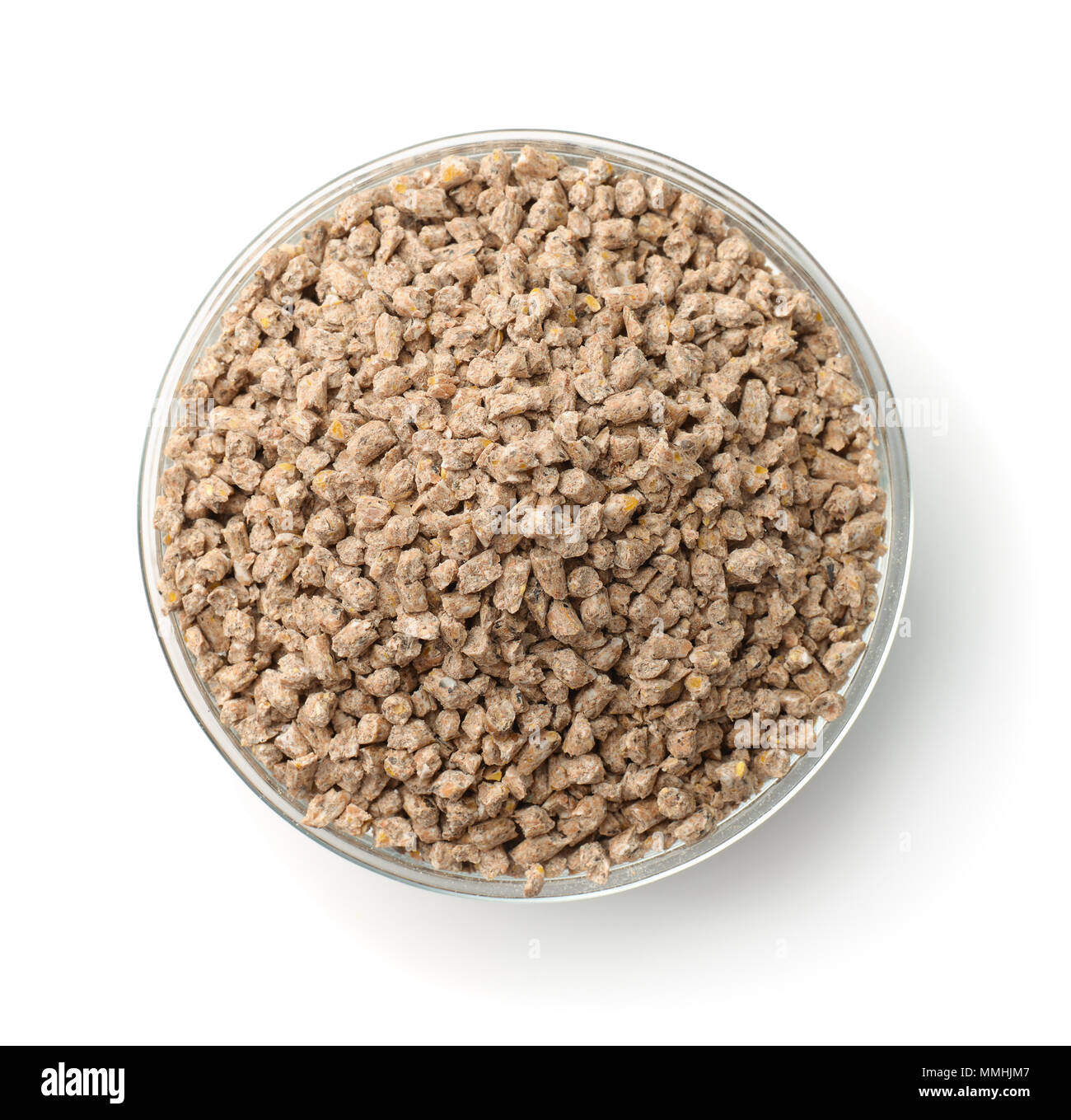 Top view of pelleted compound feed in bowl isolated on white Stock ...