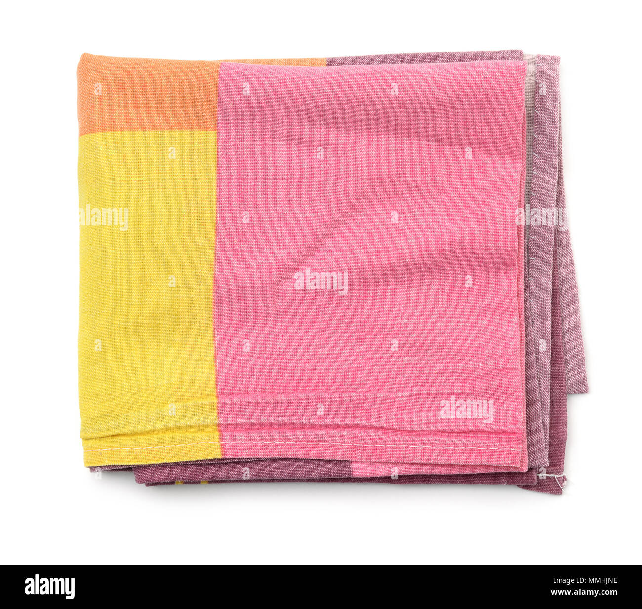 Top view of folded cotton kitchen towel isolated on white Stock Photo ...