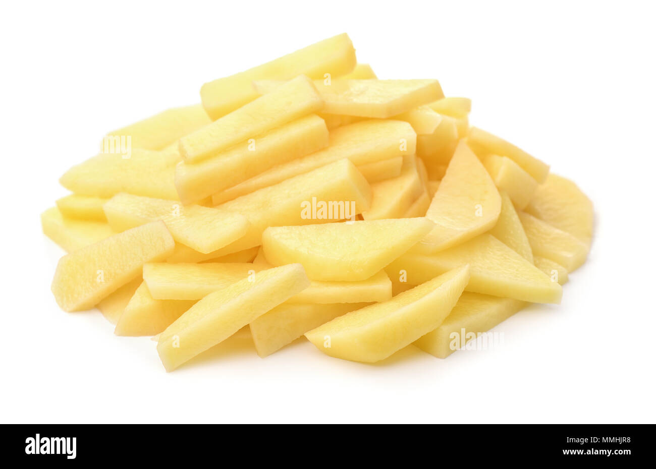 Pile of raw peeled chopped potatoes isolated on white Stock Photo - Alamy