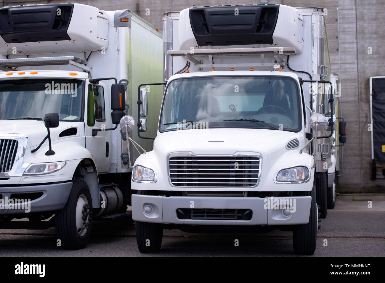 Middle class white semi trucks different makes and models with ...