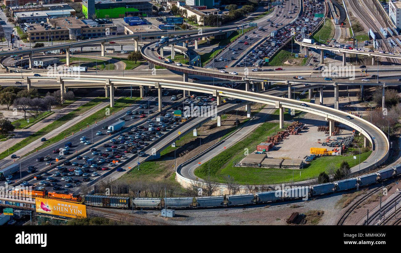 MARCH 5, 2018, DALLAS SKYLINE TEXAS, View of Dallas Freeways and ...