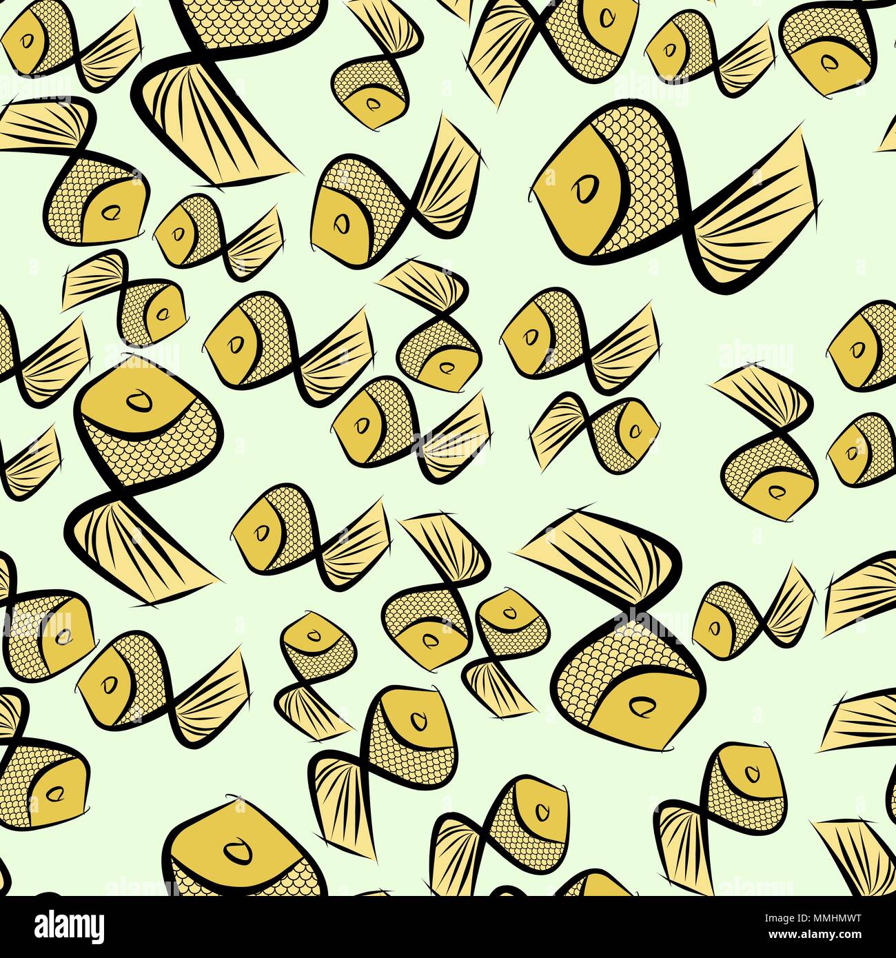Seamless hand drawn fish illustrations background, good for graphic ...
