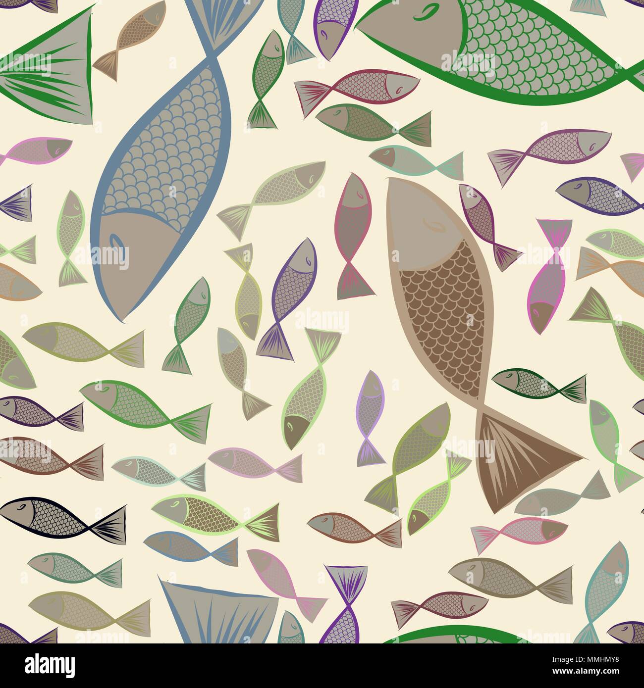 Seamless illustrations of fish. Good for web page, wallpaper, graphic ...