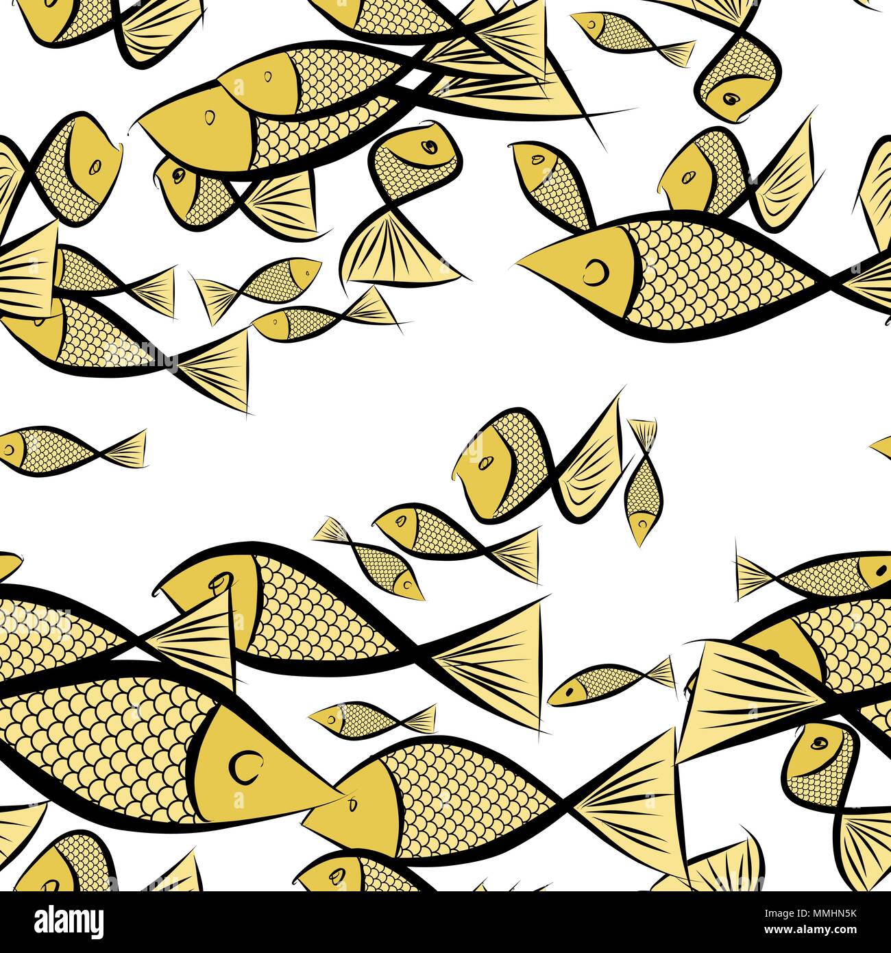 Seamless abstract fish illustrations background. Cartoon style vector ...