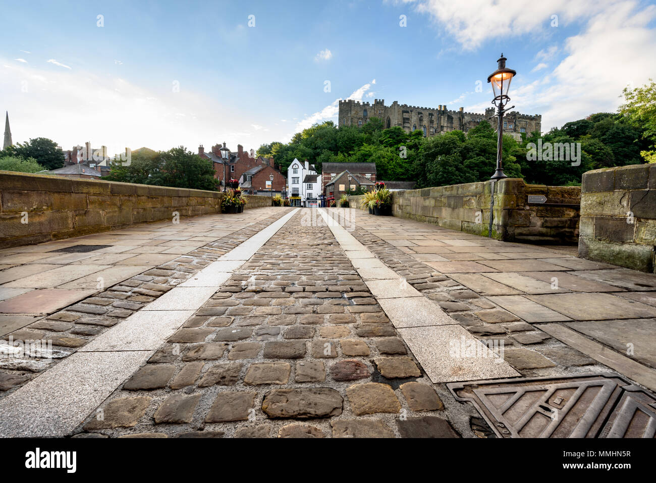 Over bridge view of historic city Durham by River Wear Stock Photo - Alamy