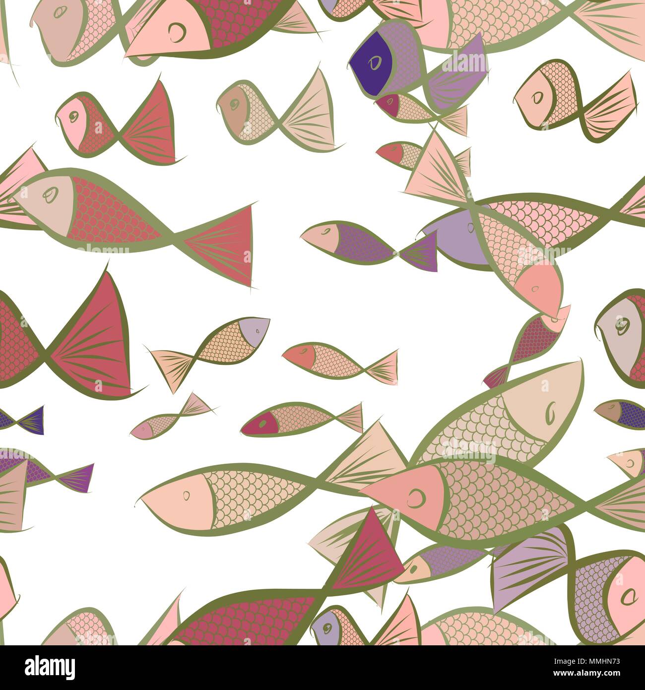 Seamless illustrations of fish. Good for web page, wallpaper, graphic ...