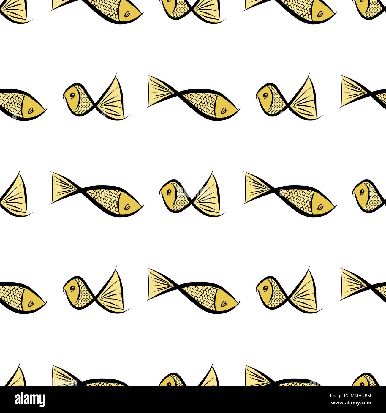 Seamless hand drawn fish illustrations background, good for graphic ...