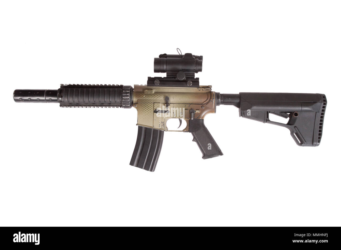 Special Operations rifle with gunsight isolated on a white background ...