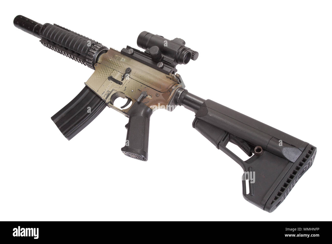 Special Operations rifle with gunsight isolated on a white background ...