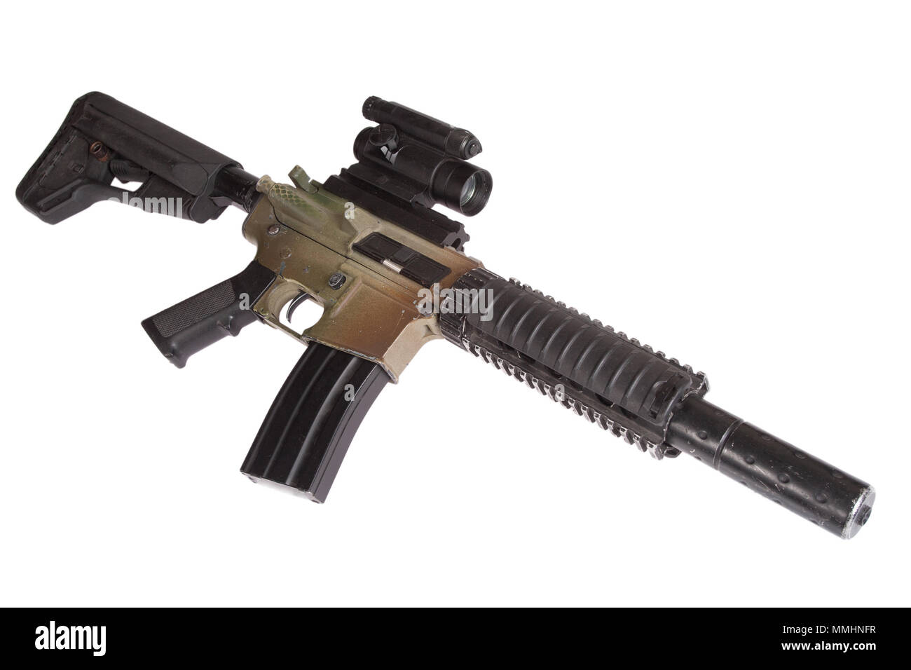 Special Operations rifle with gunsight isolated on a white background ...