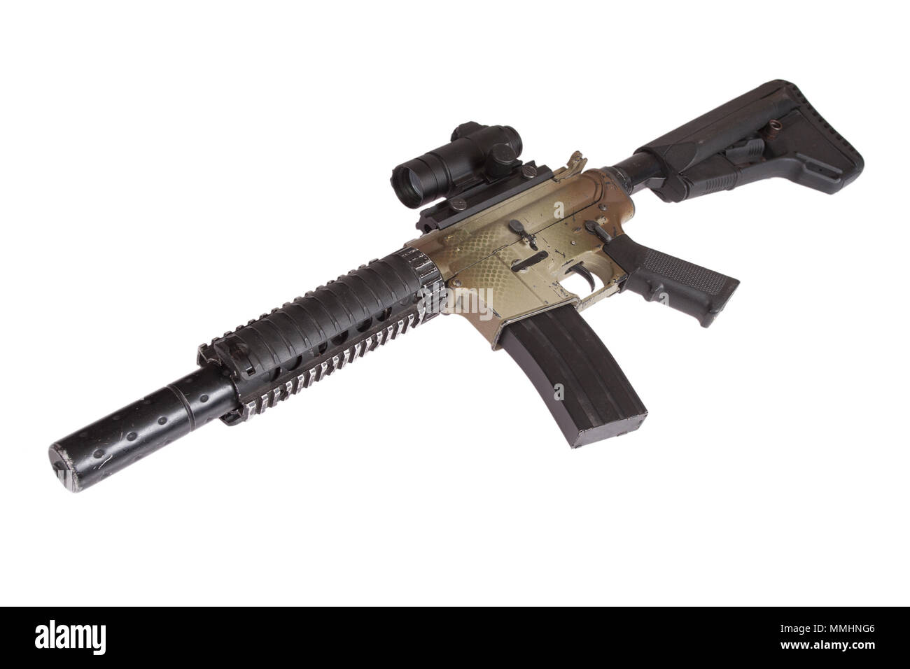 Special Operations rifle with gunsight isolated on a white background ...