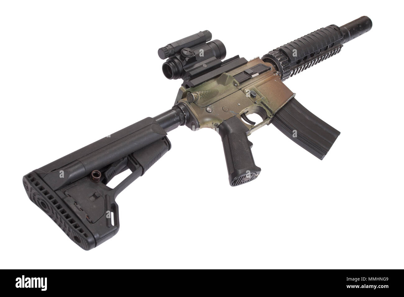 Special Operations rifle with gunsight isolated on a white background ...