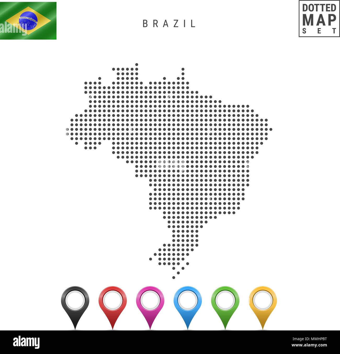 Vector Dotted Map of Brazil. Simple Silhouette of Brazil. The National ...