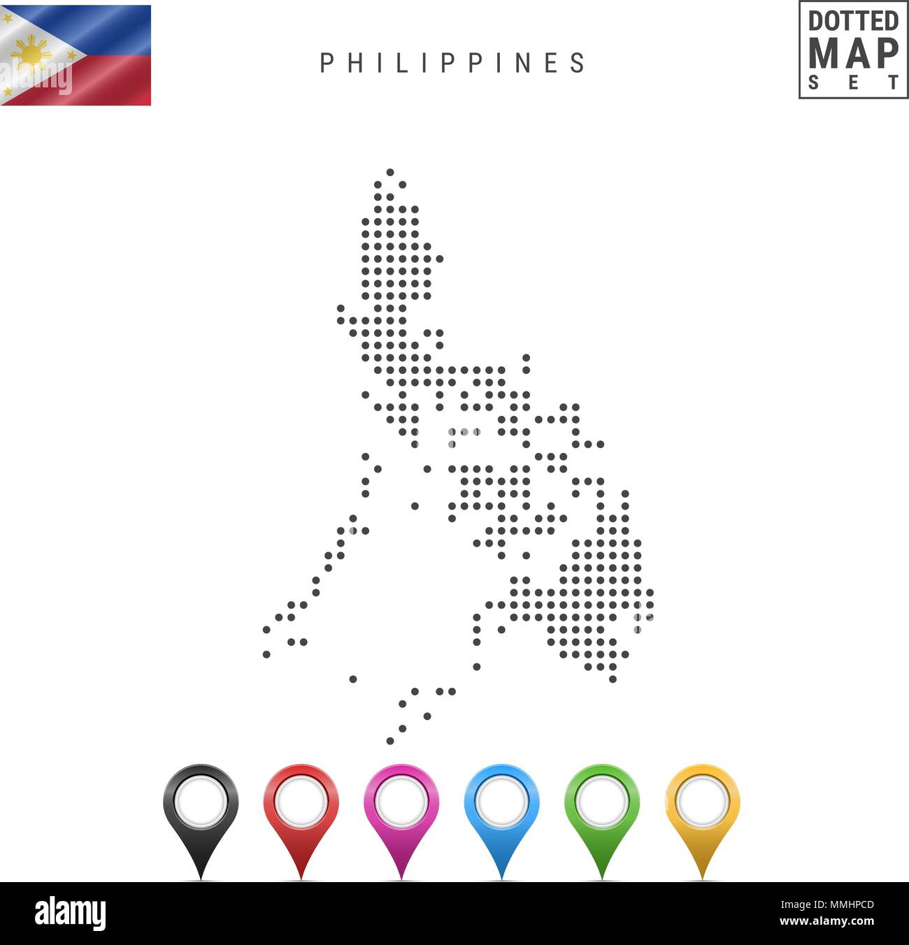 Vector Dotted Map of Philippines. Simple Silhouette of Philippines ...